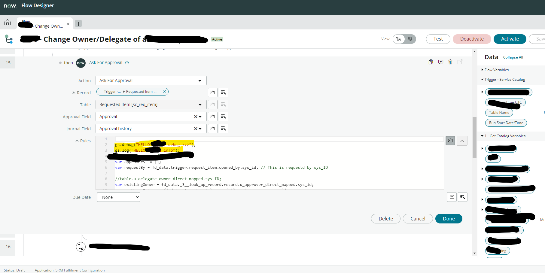 Solved: Re: How would I print a log message in side a Flow... - ServiceNow Community